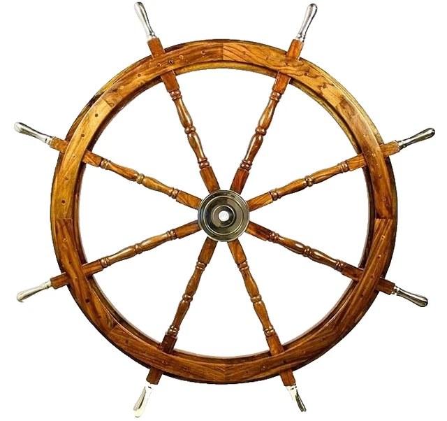 ROUE DE BATEAU en laiton et en bois fabriquée à la main pour marin nautique... EUR 547,37 ...