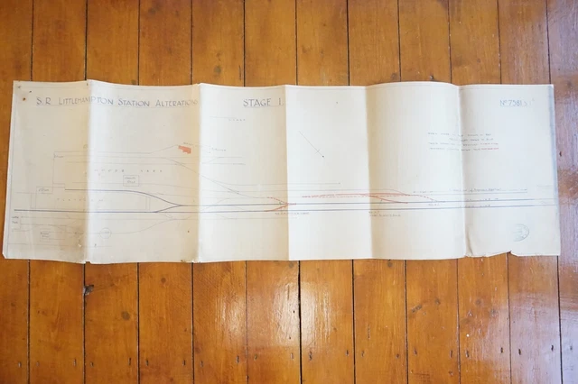1937 LITTLEHAMPTON STATION Änderungen Southern Railway Plan Diagramm ...