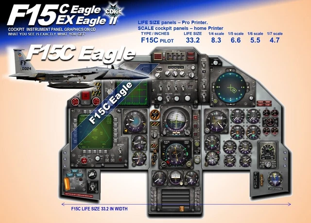 F15C + F15EX EAGLES COCKPIT instrument panel CDkit £34.38 - PicClick UK