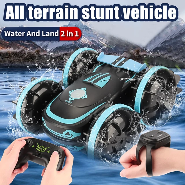 BLUE AMPHIBIOUS RC Stunt Car Waterproof Gesture Sensor 4 Wheel Drive 360 Degree £20.82 - PicClick UK