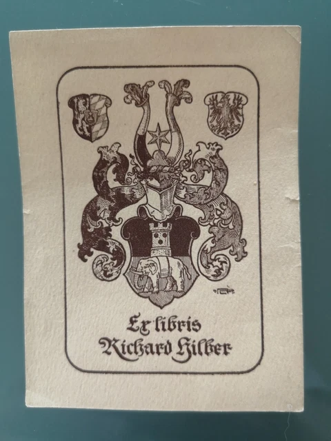 EX-LIBRIS FIN XIXÈME POUR RICHARD HILBER BLASON HÉRALDIQUE LÉO SCHNUG ...