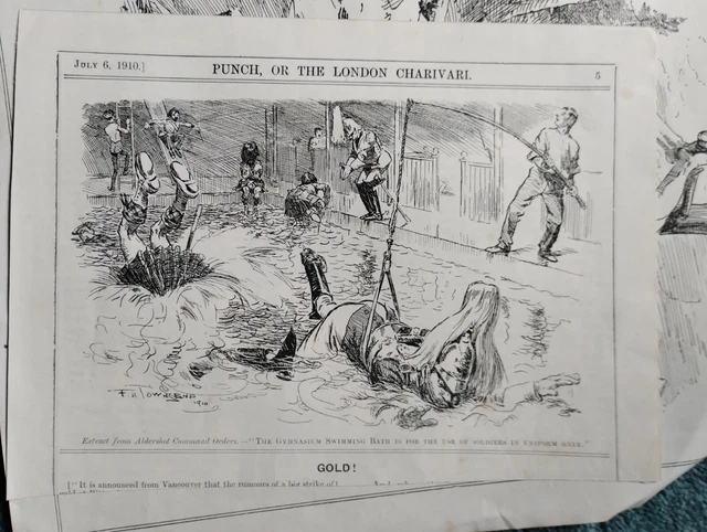 K1ZB EPHEMERA 1910 dessin animé punch Aldershot soldats bain EUR 3,77 ...