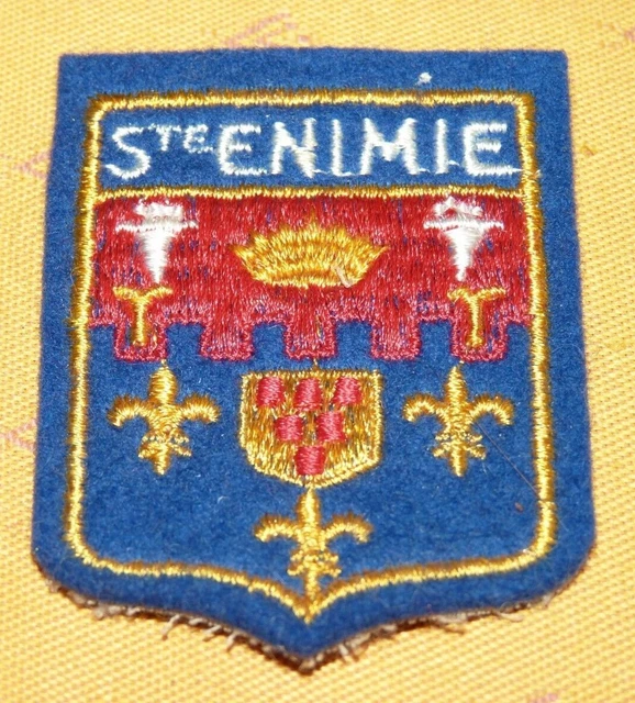 ANCIEN ÉCUSSON À coudre en feutre brodé blason de Sainte Enimie Vintage patch EUR 5,00 - PicClick FR