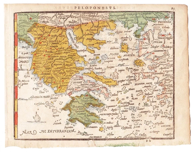 GRÈCE ELLADA GREEK Archipelago Map Woodcut Heyns Ortelius 1598 EUR 581 ...