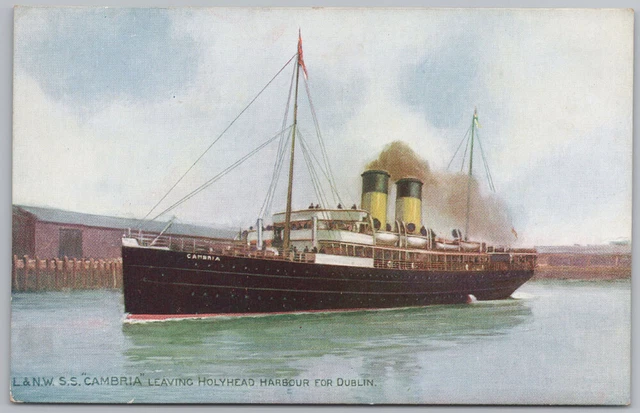 SS CAMBRIA L&NW Line Ship Leaving Holyhead Harbour LNWR Official ...