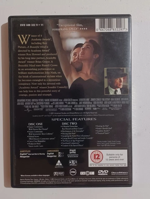 A BEAUTIFUL MIND (2001) Russell Crowe 2 Disc Edition - Regions 2/4 $6. ...