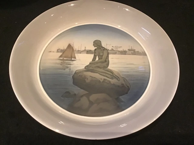 VINTAGE ROYAL COPENHAGEN *LITTLE MERMAID* LANGELINIE 22cm DISH ...