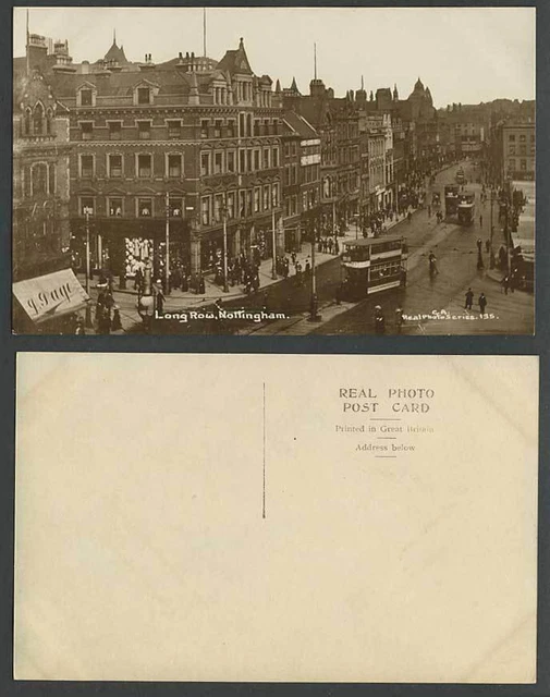 NOTTINGHAM LONG ROW, Street Scene Shopfront TRAM Tramway Old Real Photo ...