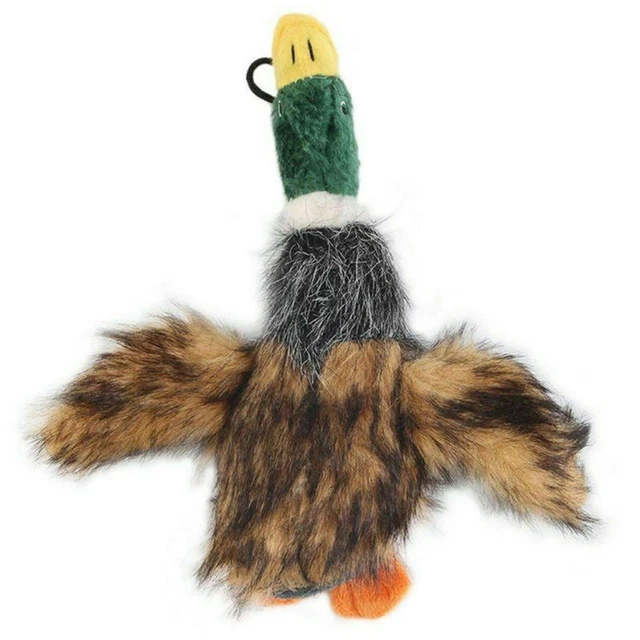 FUNNY PET SQUEAKY Duck Squeaker Plush Mallard Sound Play Chew Toy NEW ...