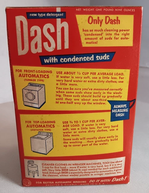 VINTAGE 1950'S DASH Laundry Detergent 2 Lb Full Unopened Box New Old ...