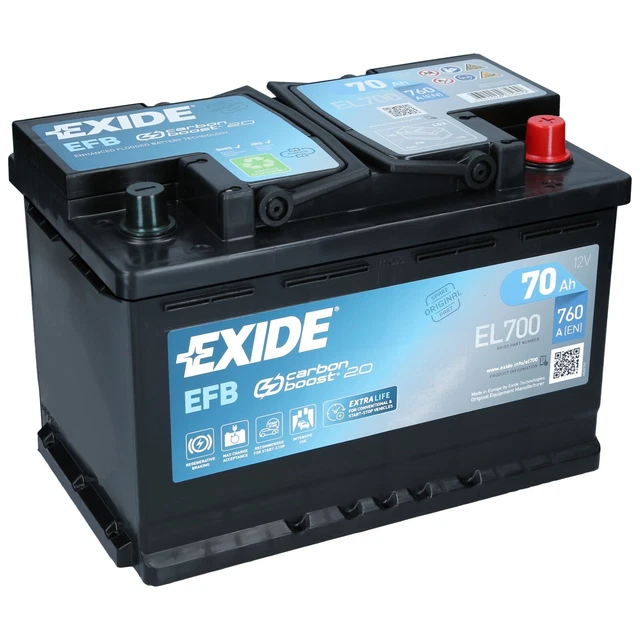 EXIDE EL700 EFB Start Stopp Autobatterie Starterbatterie 12V 70Ah 760A ...
