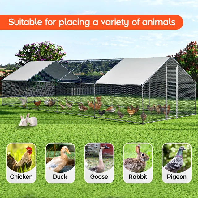 TCFUNDY 27X10FT LARGE Chicken Coop Backyard Chicken Pen Run House ...