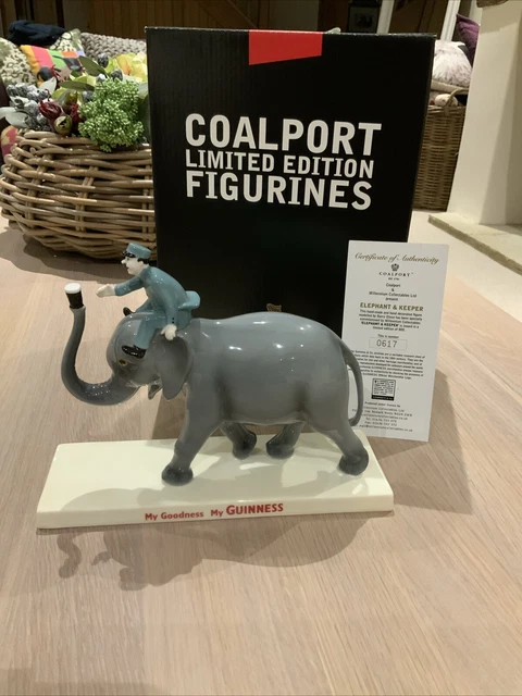 GUINNESS COALPORT ELEPHANT & Keeper Ltd Edition Mint Condition Boxed ...