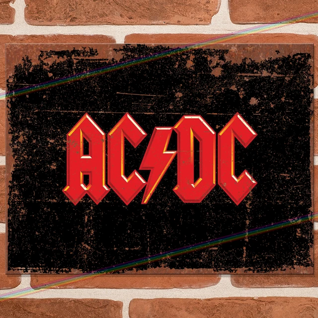 ACDC LOGO AC DC Metal Signs Mancave Bar Retro Vintage Music Poster Tin ...