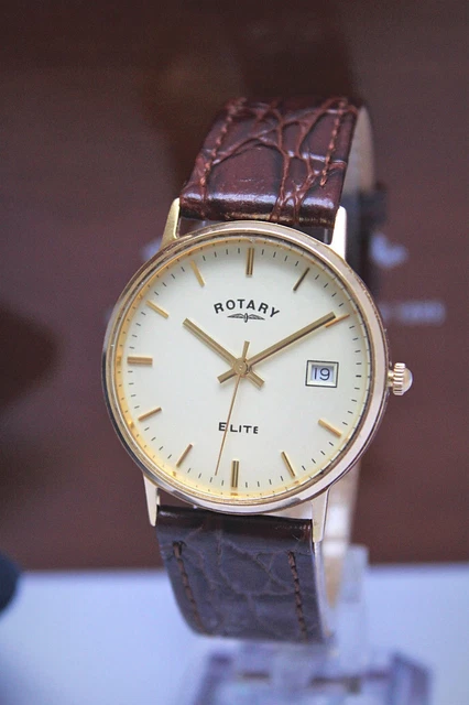 ROTARY ELITE - Solid 18K Gold Mens Watch - Lovely! - Boxed! -No Reserve ...