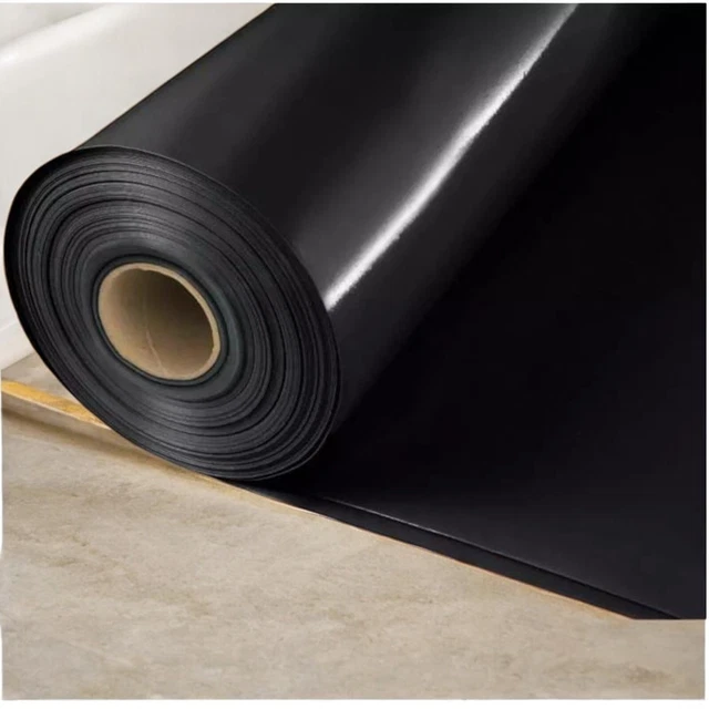 DAMP PROOF MEMBRANE Black Polythene Sheeting Roll 4m Wide 500MU ...