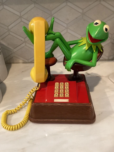 VTG KERMIT THE Frog Push Button Landline Phone 1983 Jim Henson Muppets ...