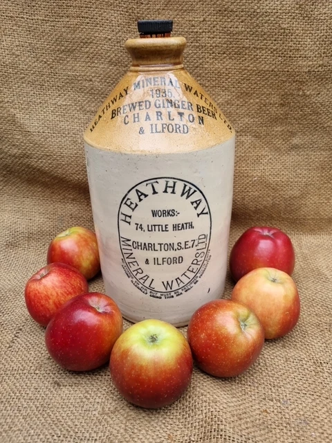 ANTIQUE 1935 HEATHWAY Mineral Waters Charlton & Iford S.E.7 Flagon ...