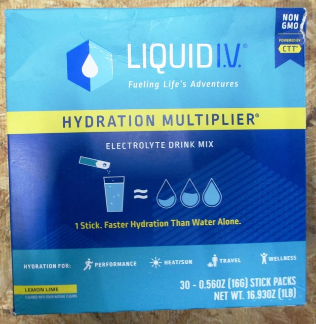 LIQUID I.V. HYDRATION Multiplier Lemon Lime 30 Sticks Exp 2/25 $39.95 ...