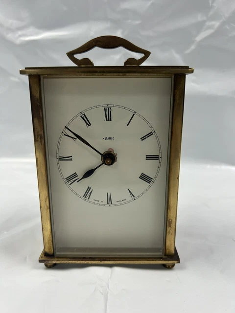VINTAGE METAMEC BRASS Carriage Mantel Clock | 1980s £14.95 - PicClick UK