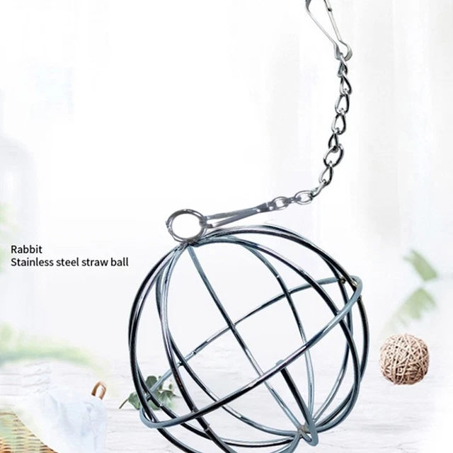 STAINLESS STEEL ROUND Sphere Feed Dispense Exercise Hanging Hay Ball ...