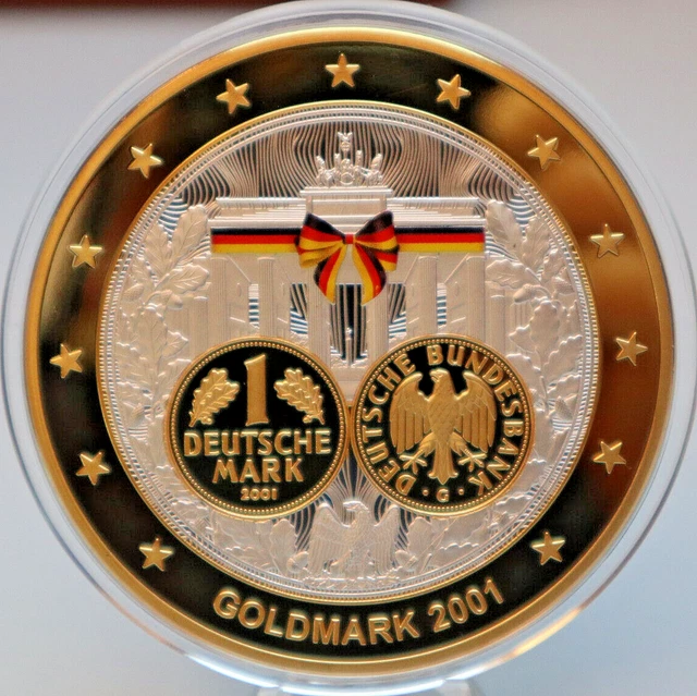 GIGANT-MEDAILLE: GOLDMARK 2001 - ABSCHIED VON DER DM, Cu mit Ag+Au ...