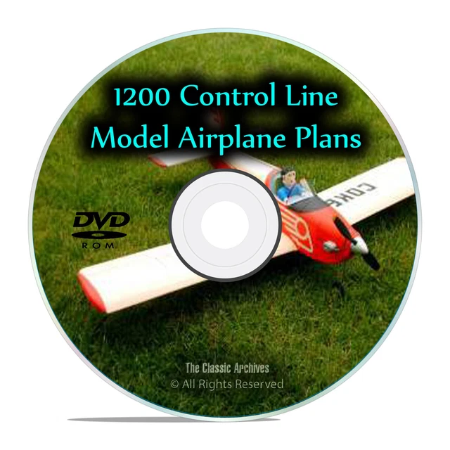 1,200 CONTROL LINE Remote Control RC Radio Model Airplane Plans, DVD ...
