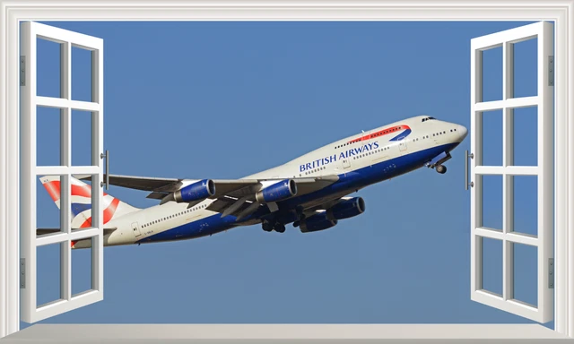 BOEING 747 JUMBO Jet 3D Magic Window Wall Art Self Adhesive Vinyl ...