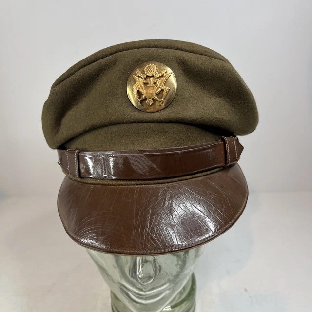 WWII US AMERICAN Army Air Corps Enlisted Man Service Crusher Visor Cap ...
