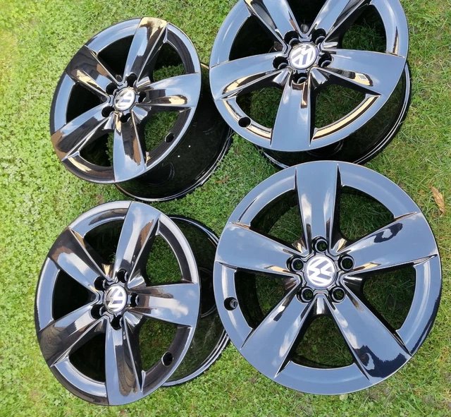 4X GENUINE GLOSS BLACK AUDI A3 VW GOLF MK8 MK6 CADDY TOURAN T4 17 ...