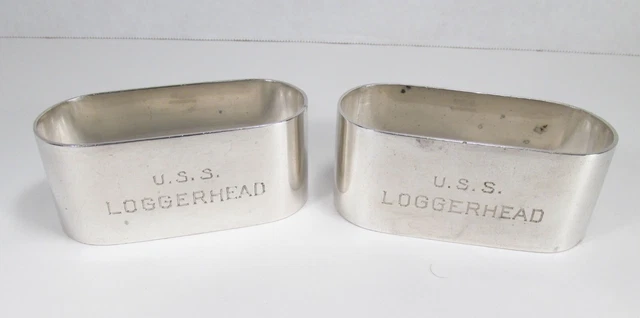 VINTAGE PAIR GORHAM USA US Navy USS Loggerhead Sterling Silver JEM ...
