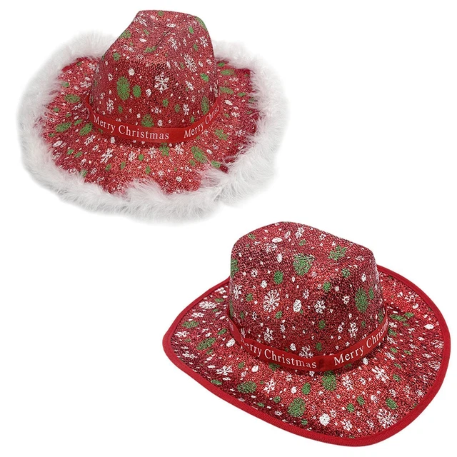 CHRISTMAS COWBOY HAT for Adults Headgear Novelty Jazz Hat for Stage ...