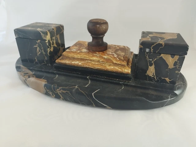 ANCIEN ENCRIER DE bureau et tampon en marbre EUR 30,00 - PicClick FR