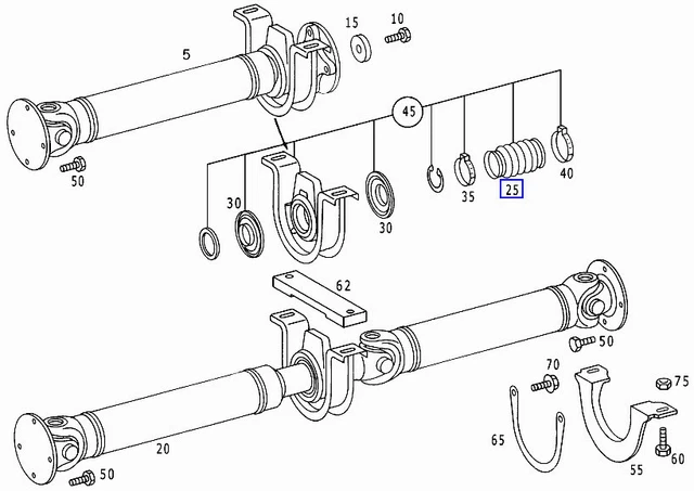 MERCEDES PROP SHAFT Sliding Coupling Boot Seal Gaiter A9014110097 New ...