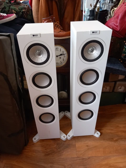 KEF Q550 WHITE Floorstanding Speakers Pair White Very Elegant Design High END £399.00 - PicClick UK