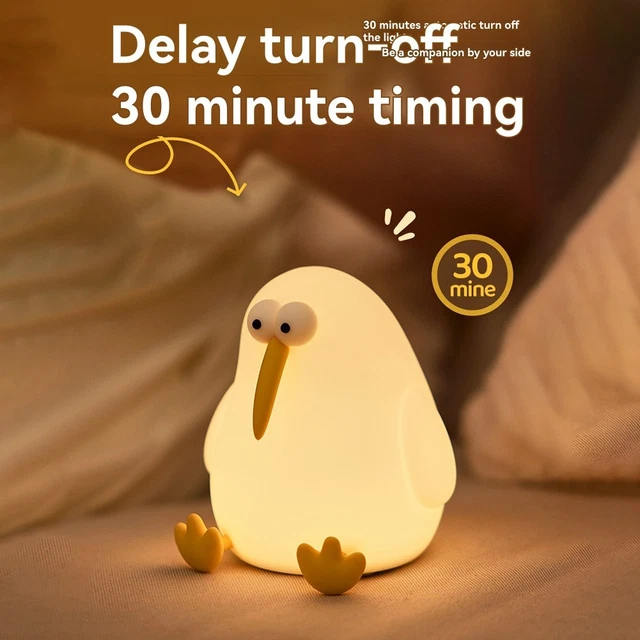 2X(SQUISHY KIWI BIRD Lamp Rechargeable Dimmable Silicone Nursery ...
