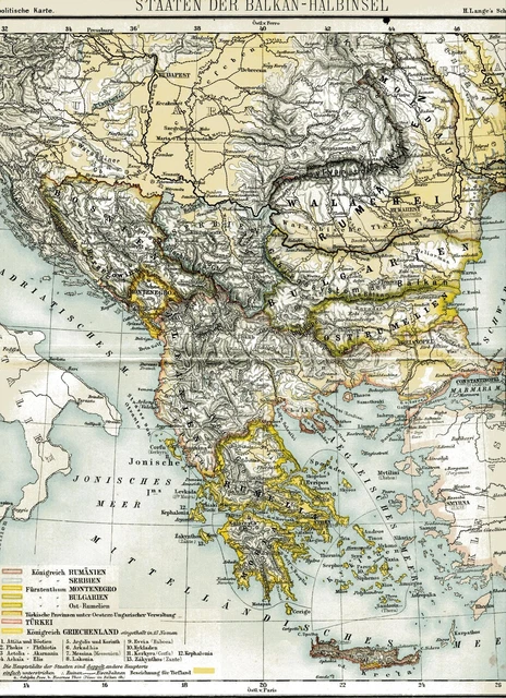 BALKAN PENINSULA STATES. Physical and Political Map. Scale: 1:5 £12.13 ...