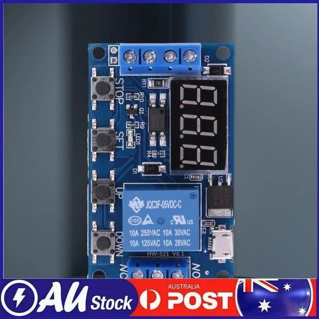 1 CHANNEL RELAY Module Times Delay Power Board with LED Display for DIY ...