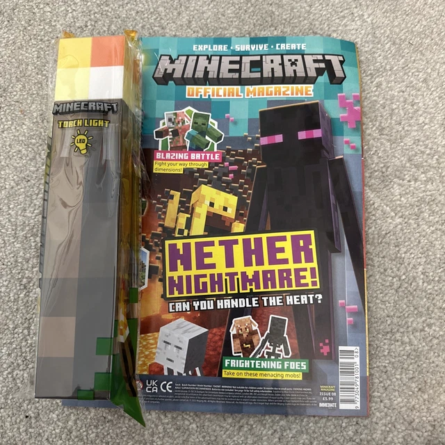 MINECRAFT OFFICIAL MAGAZINE #8 2025 Explore Survive Create + LED Torch ...
