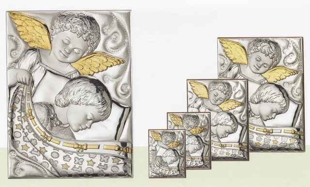 BOMBONIERE BOMBONIERA ICONA Argento 925 Angelo Custode Battesimo ...