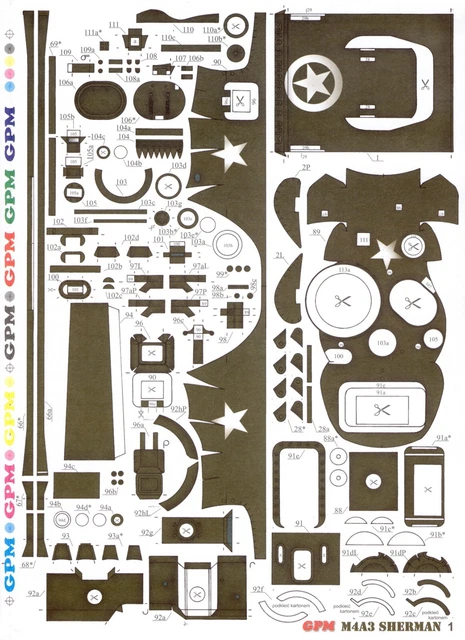 M4A3 SHERMAN AMERICAN Tank Card Paper Cut Out Model Kit GPM 1:25 £23.99 ...