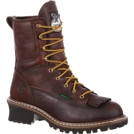 GEORGIA BOOT MEN'S 8" Logger Soft Toe Waterproof Work Boot Chocolate ...