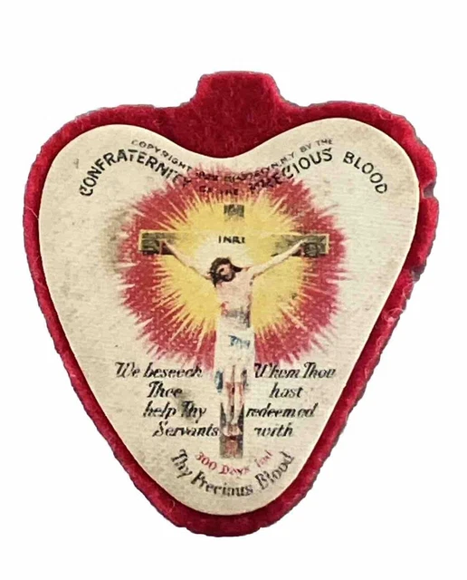 VINTAGE CATHOLIC CONFRATERNITY Precious Blood Red Religious Scapular ...