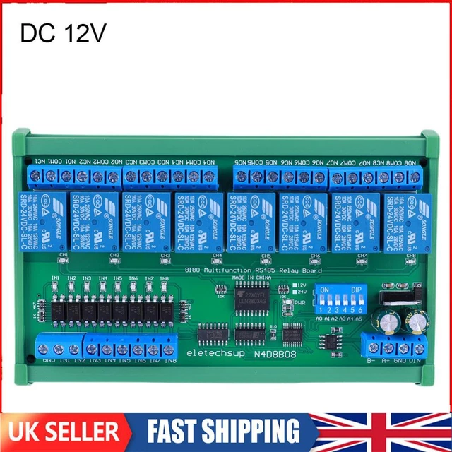 8CH UART RS485 Relay Module DIN35 C45 Modbus RTU Control Switch Board(DC 12V) £17.59 - PicClick UK