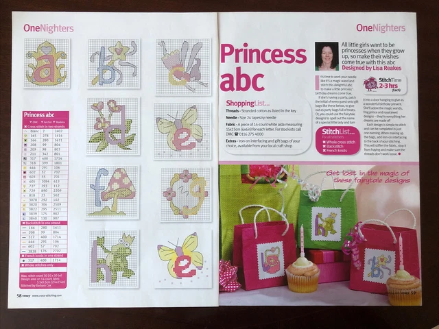 PRINCESS THEMED ALPHABET Cross Stitch Charts **from a magazine** EUR 1 ...