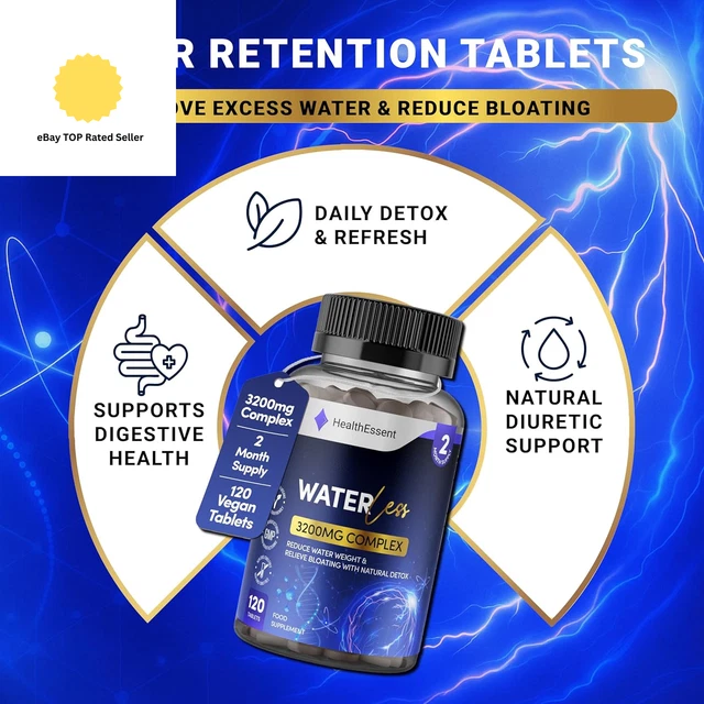 WATERLESS 3200MG - Water Retention Tablets for Women & Men - Relieve ...