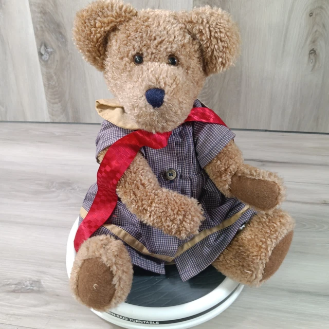 THE BOYDS COLLECTION Teddy Bear Blue Beige Check Dress Ribbon Archive ...