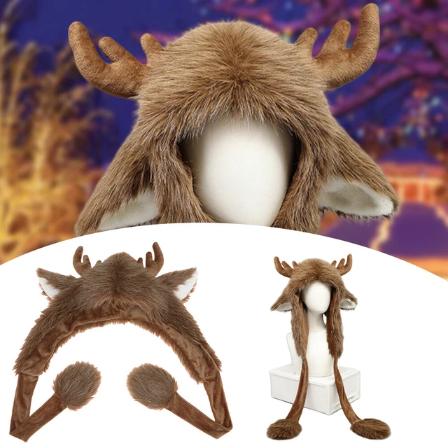 REINDEER ANTLERS HEADBAND Teddy Velvet Christmas Party Hat Deer Ear ...