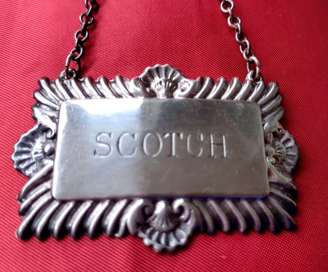 VINTAGE SCOTCH DECANTER LABEL REGO PLATO EPNS England Silver plated UK ...