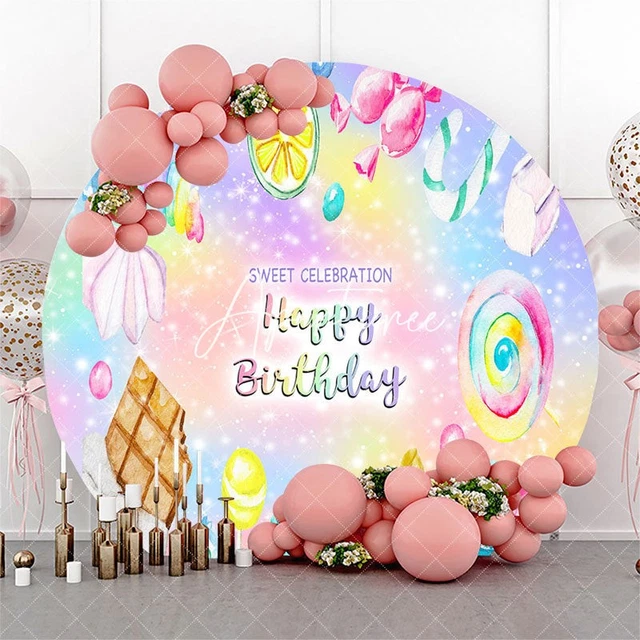 SWEET CELEBRATION CANDY Round Birthday Backdrop $35.97 - PicClick AU